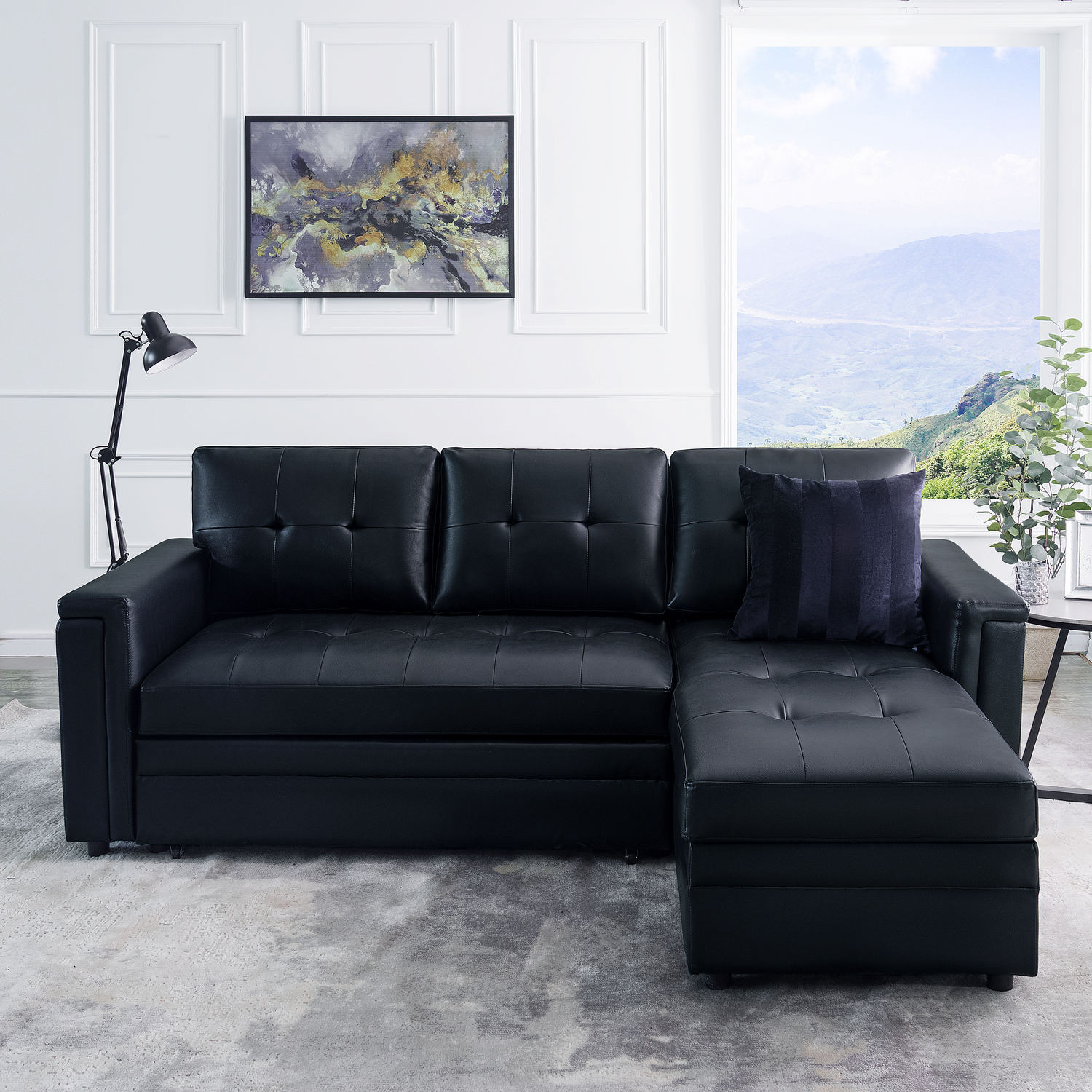 Naomi Home Lily Reversible Sleeper Sectional with Storage and USB Ports
